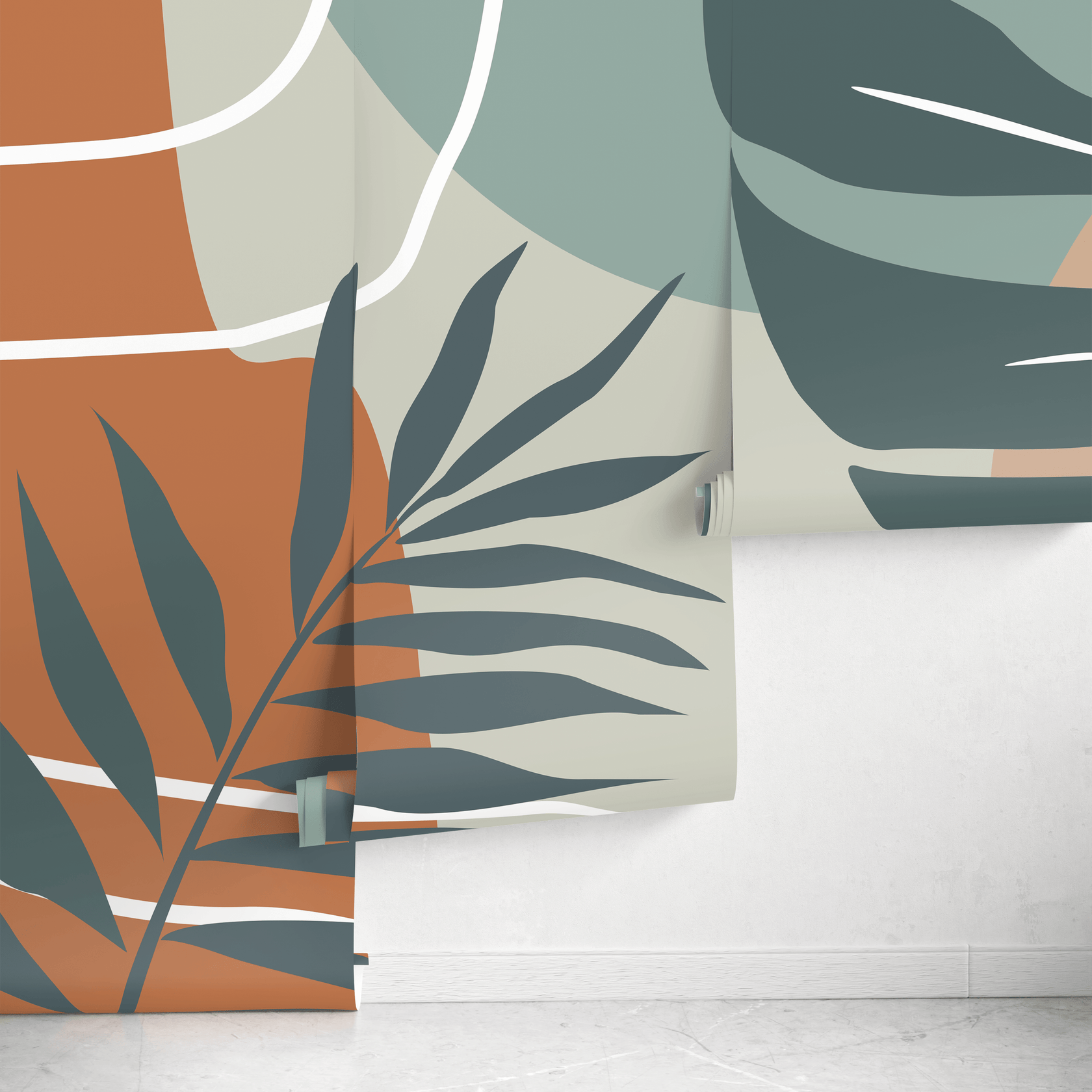 Tropical Abstract Mural Wallpaper Peel and Stick and Traditional Wallp ...