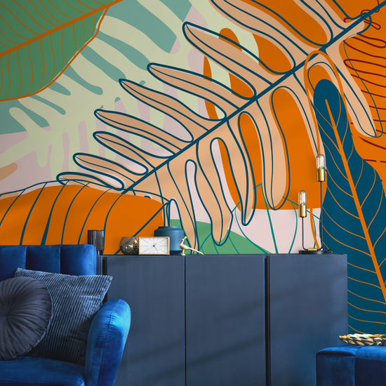 Coloful Tropical Abstract Mural Wallpaper Peel and Stick and Tradition