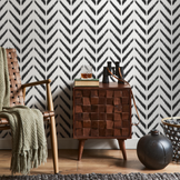 Black Boho Herringbone Wallpaper / Peel and Stick Wallpaper Removable ...