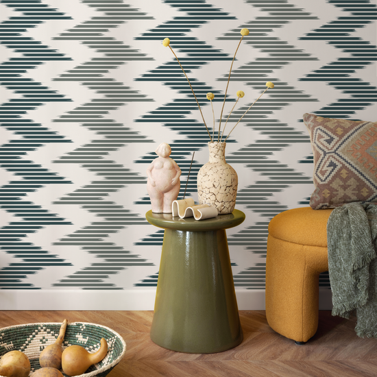 Boho Chevron Wallpaper / Peel and Stick Wallpaper Removable Wallpaper
