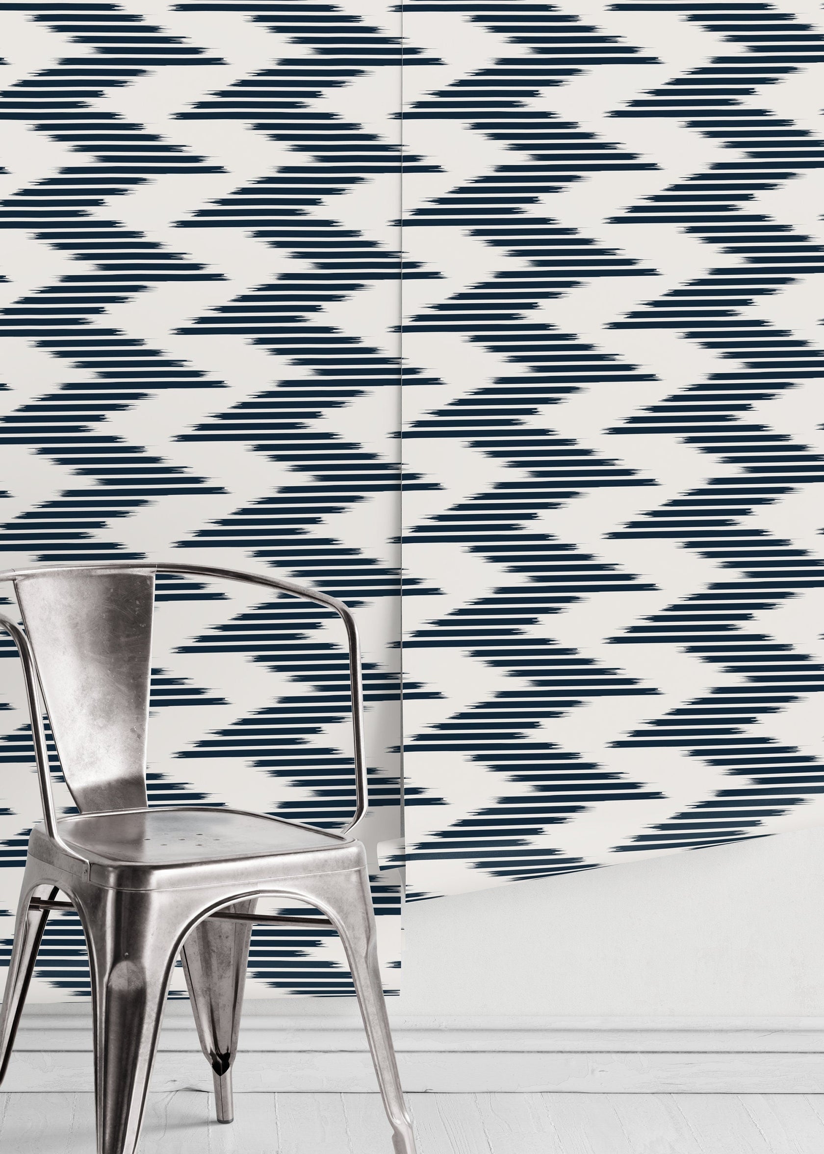 Navy Chevron Wallpaper / Peel and Stick Wallpaper Removable Wallpaper ...