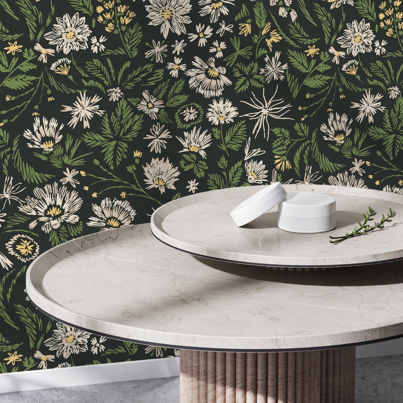 Daisy Flower Garden Wallpaper / Peel and Stick Wallpaper Removable Wal ...