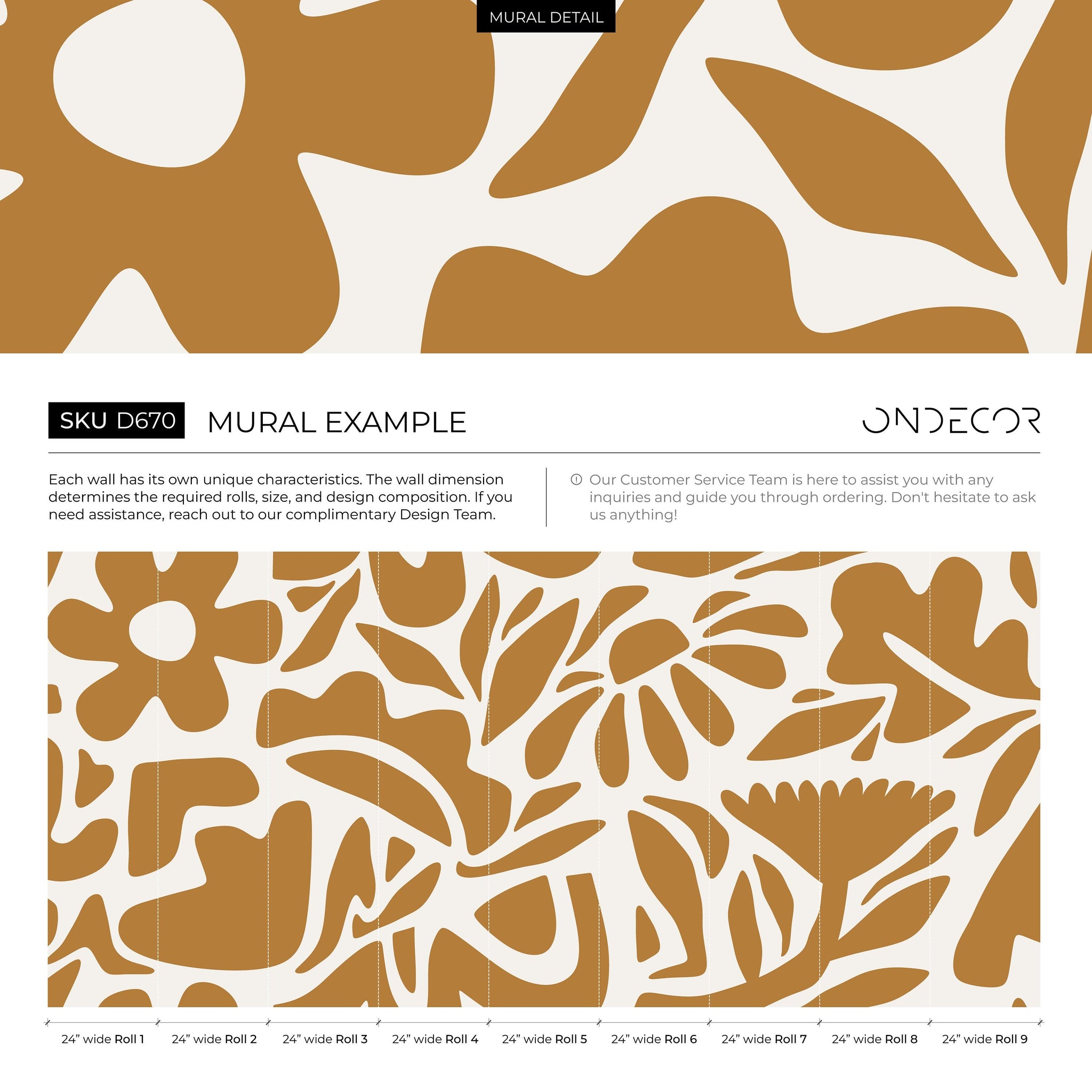 Yellow Abstract Wallpaper Floral Mural Peel and Stick and Traditional ...