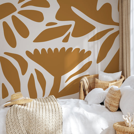 Yellow Abstract Wallpaper Floral Mural Peel and Stick and Traditional ...