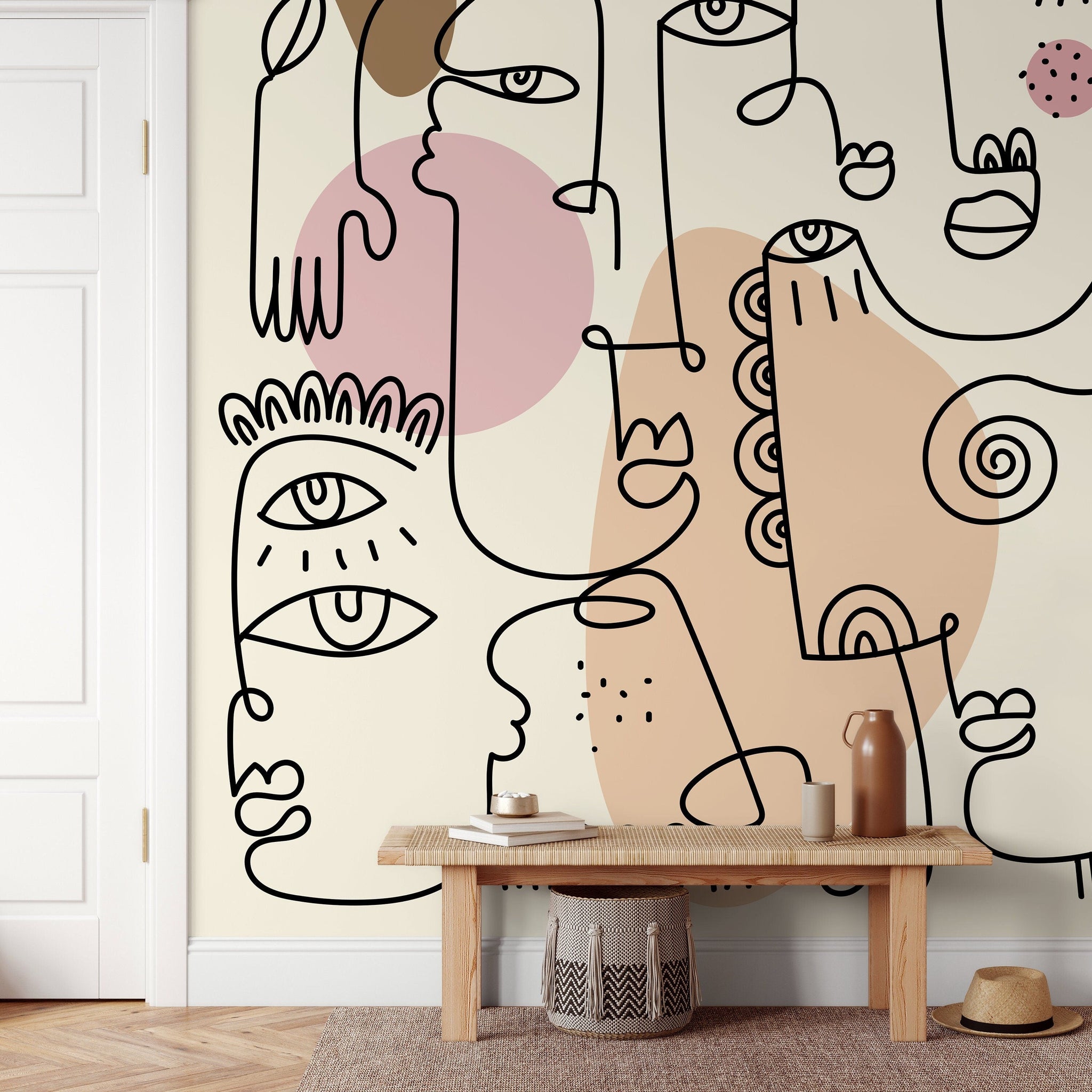 Abstract Faces Mural Modern Wallpaper Peel and Stick Wallpaper Home De ...