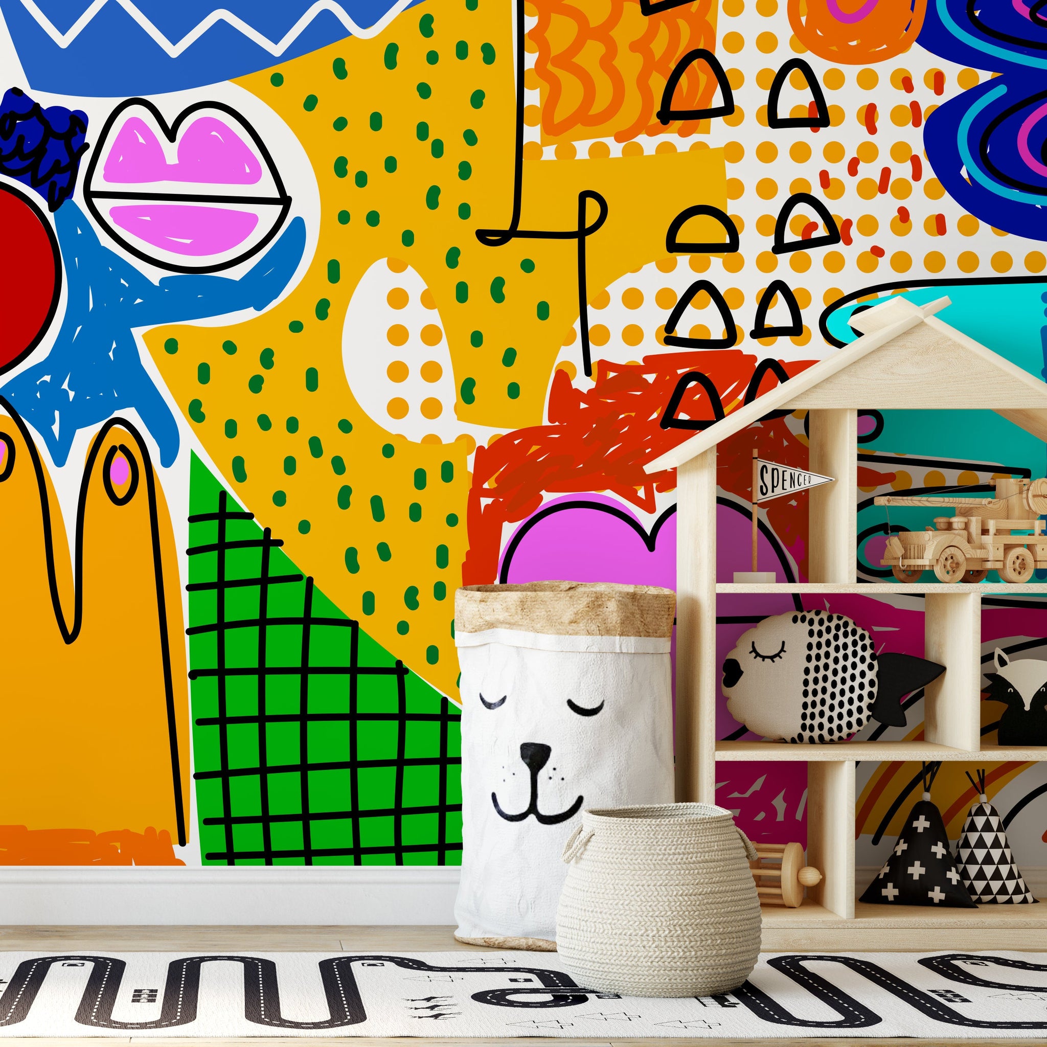 Colorful Abstract Mural Cubism Art Wallpaper Modern Wallpaper Peel and ...