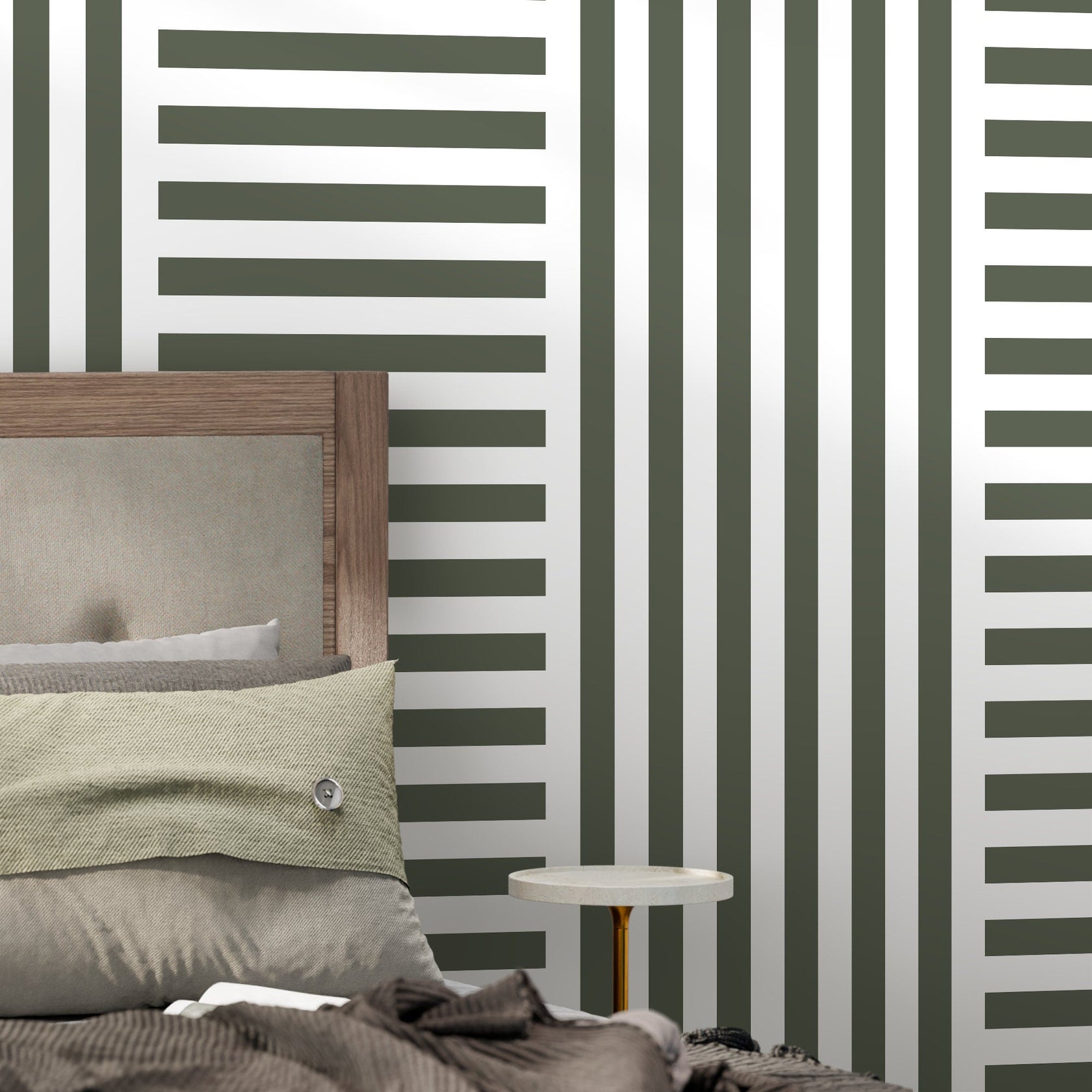 Olive Green Striped Wallpaper Modern Geometric Wallpaper Peel and Stic ...