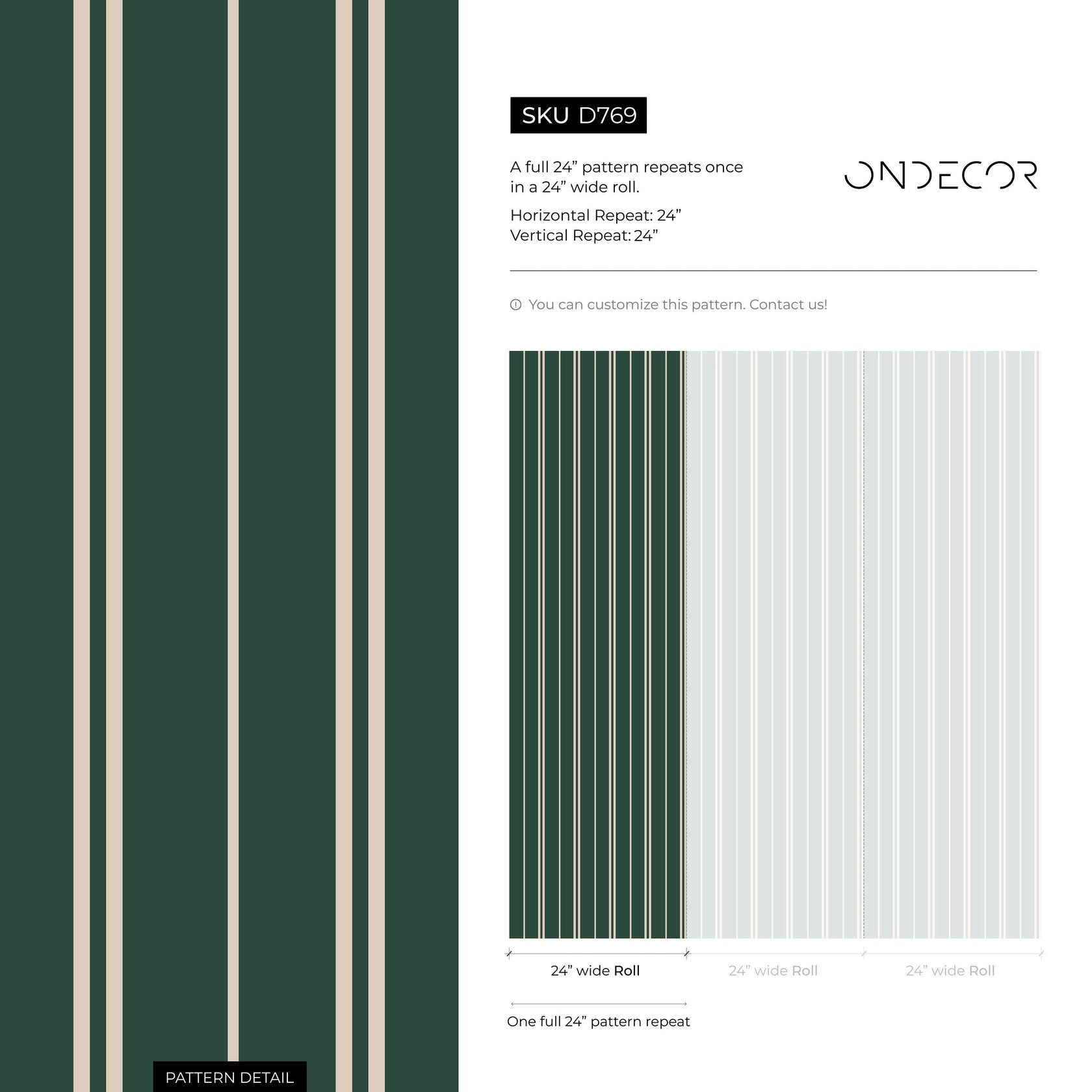 Dark Green Lines Wallpaper Striped Wallpaper Peel and Stick and Tradit ...
