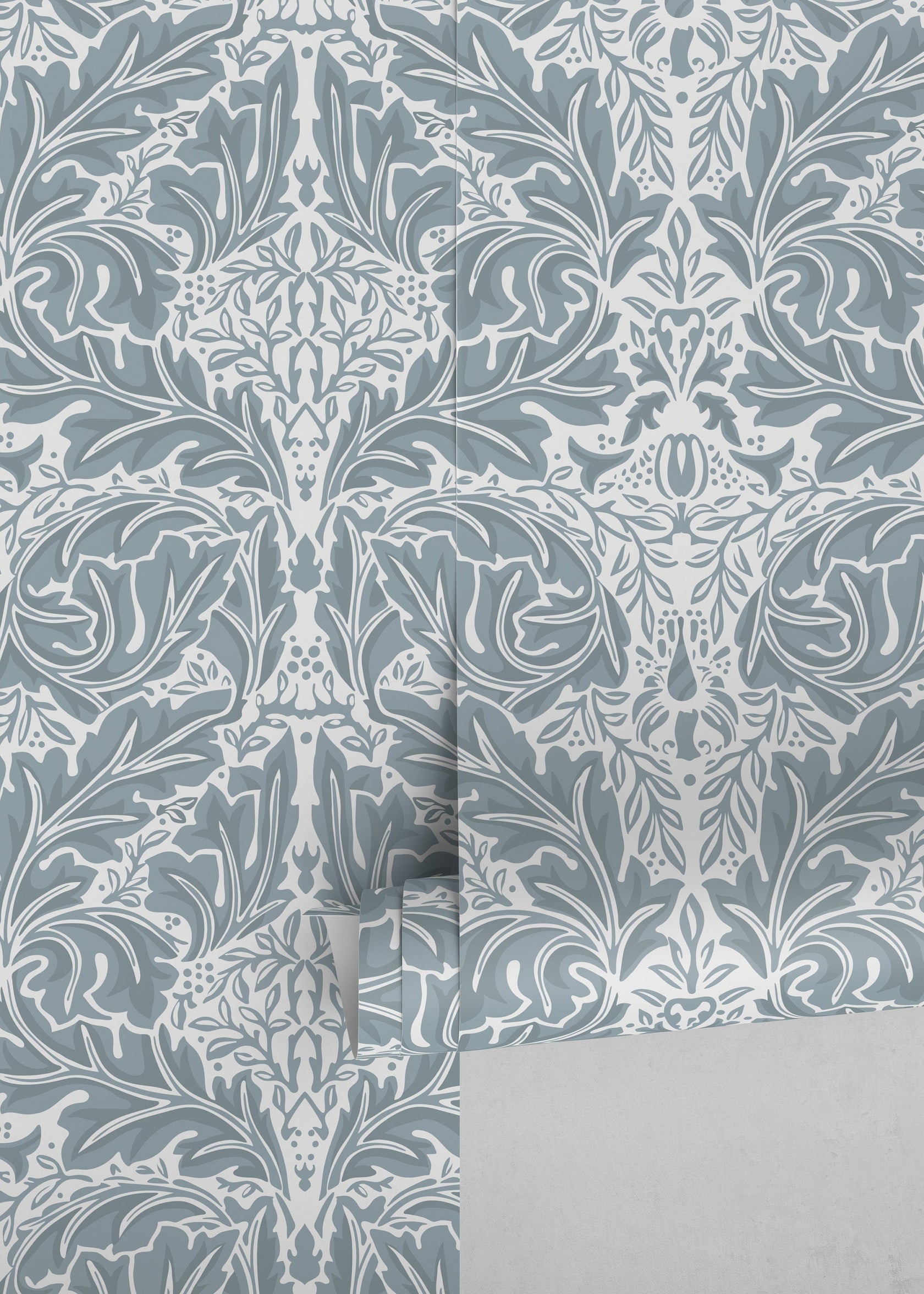 Light Blue Vintage Victorian Wallpaper / Peel and Stick Wallpaper Remo ...