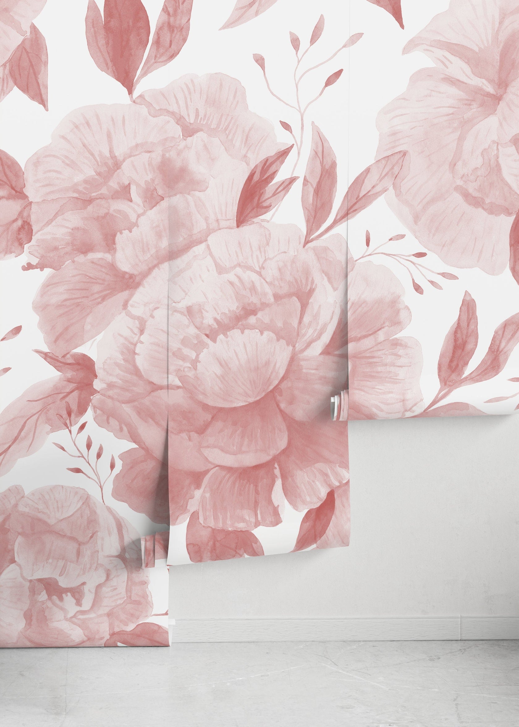 Pink Roses Mural Wallpaper / Peel and Stick Wallpaper Removable Wallpa ...
