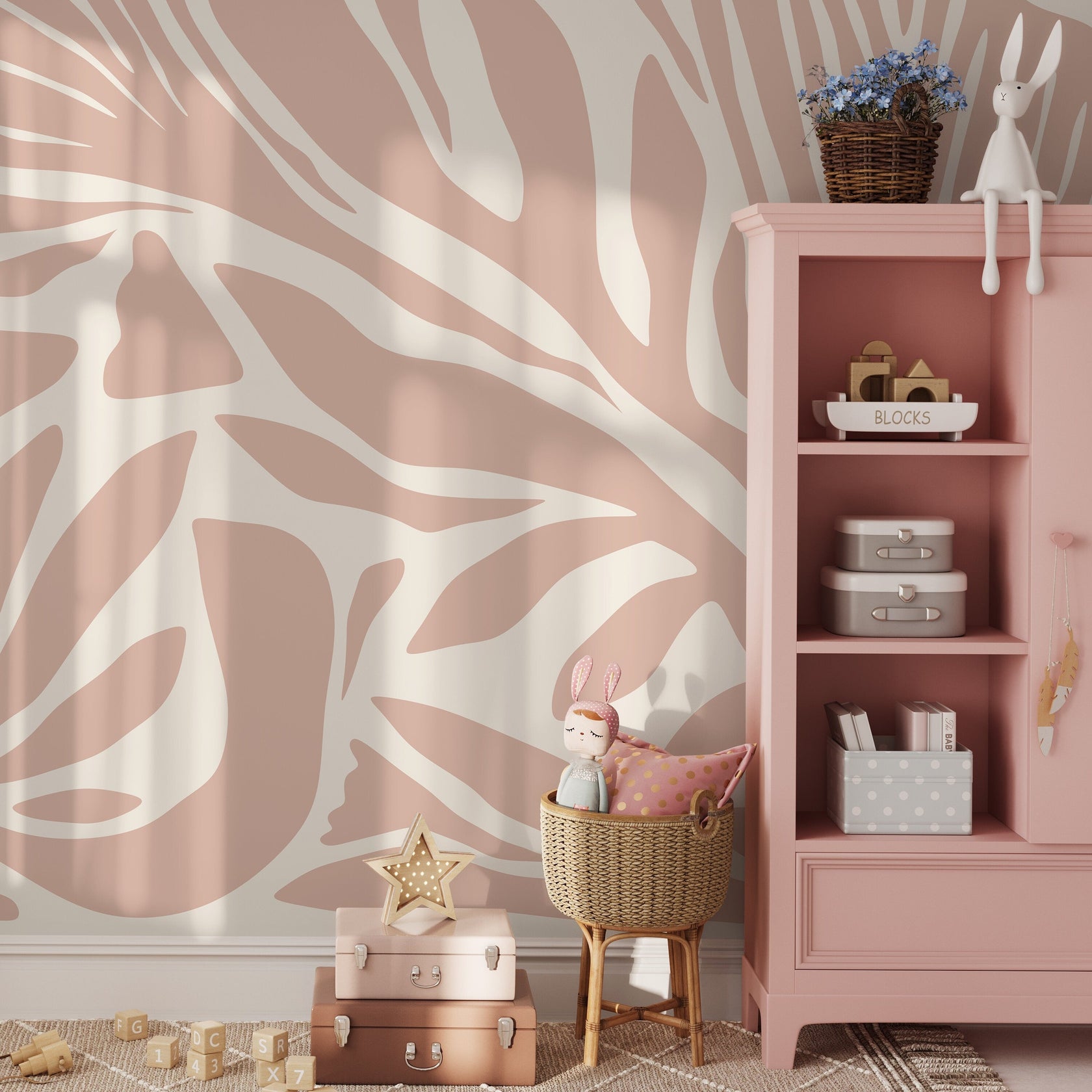 Light Pink Abstract Wallpaper Contemporary Mural Peel and Stick and Tr ...