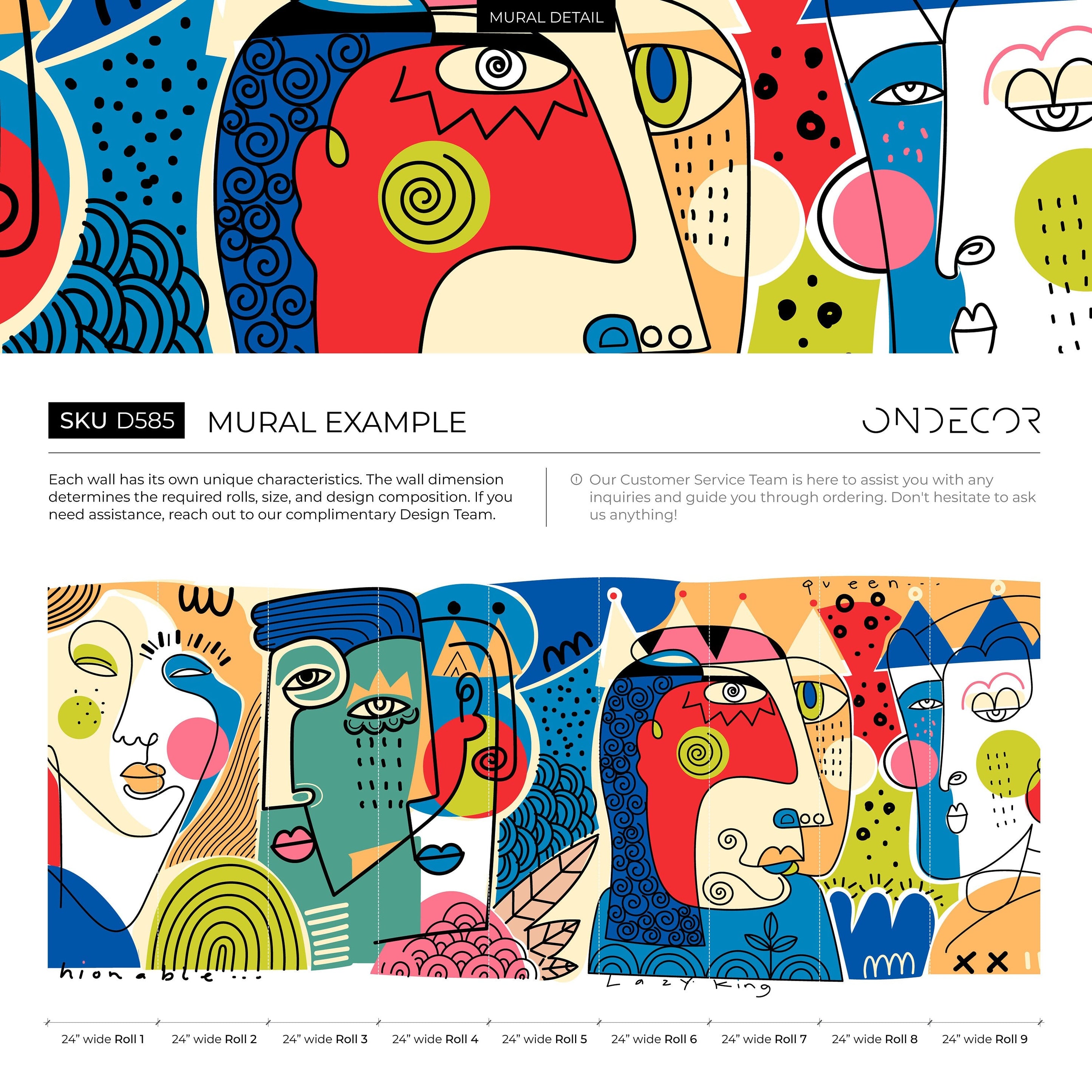 Modern Line Art Mural Abstract Wallpaper Hand Drawing Wallpaper Peel a ...